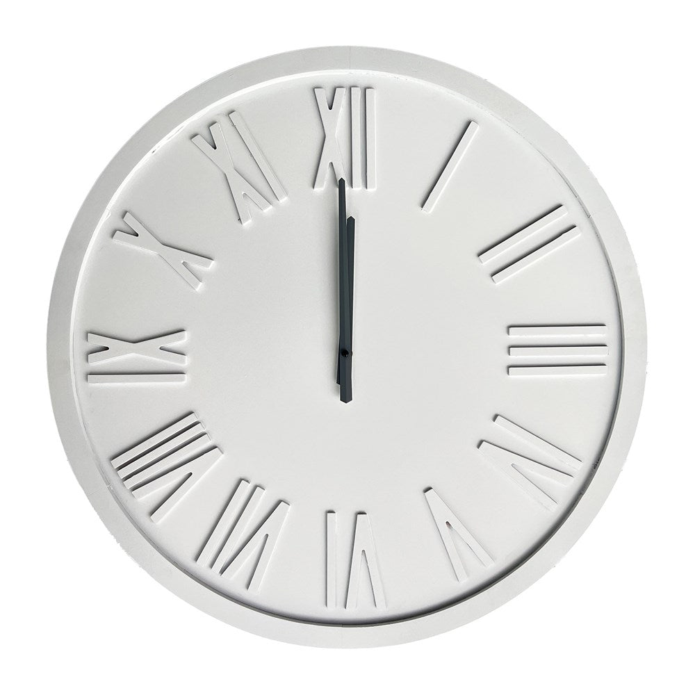 Whisper Clock White With Steel Grey Arms 60X60X3.5Cm – Linens & More